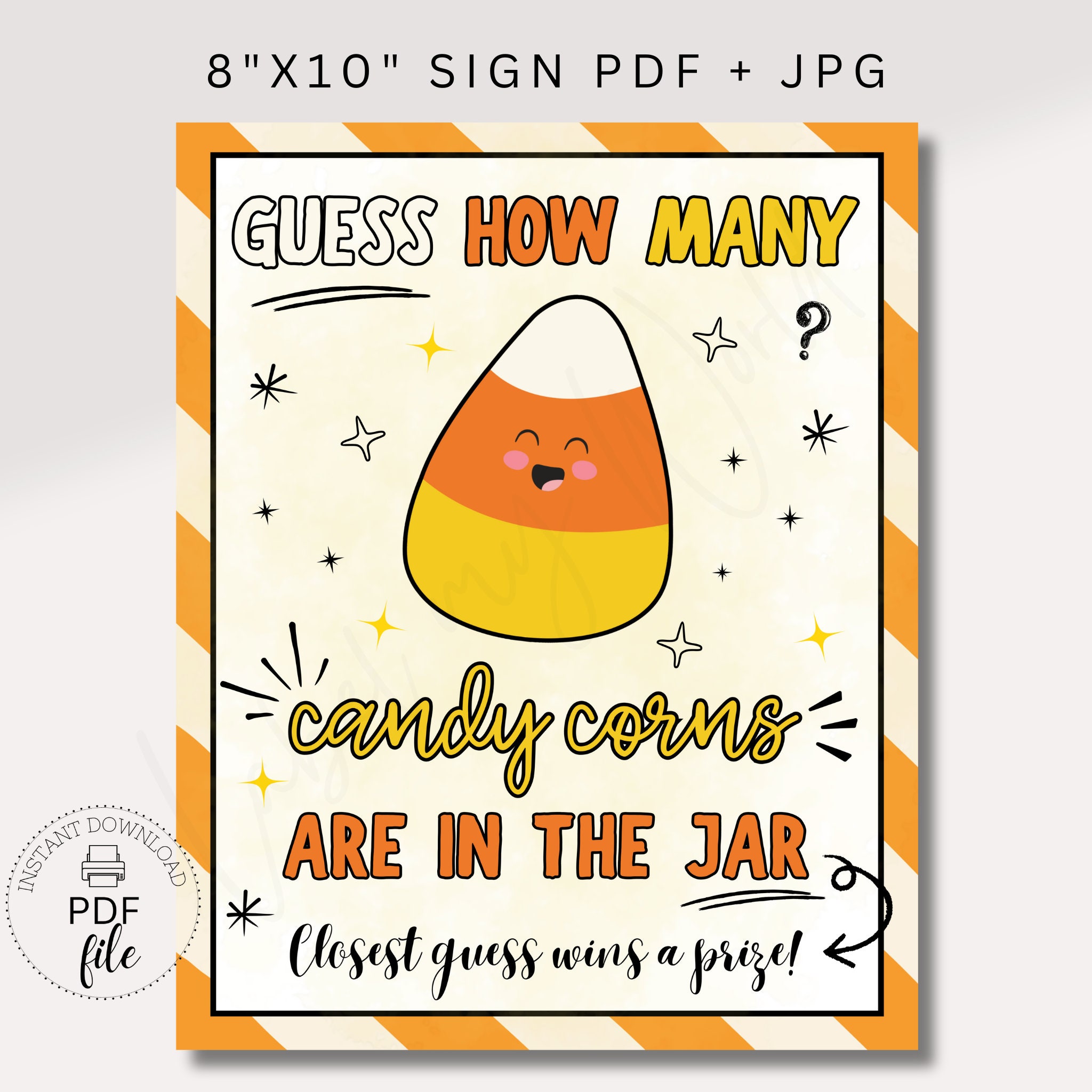 Printable Guess How Many Candy Corns Are in the Jar Sign + Name/guess ...