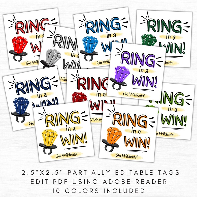 Printable Ring in a Win Gift Tag, Personalized Sports Game Day Good ...