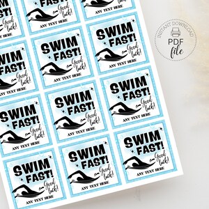 Printable Swim Fast Tags | Personalized Swimming Competition Good Luck ...