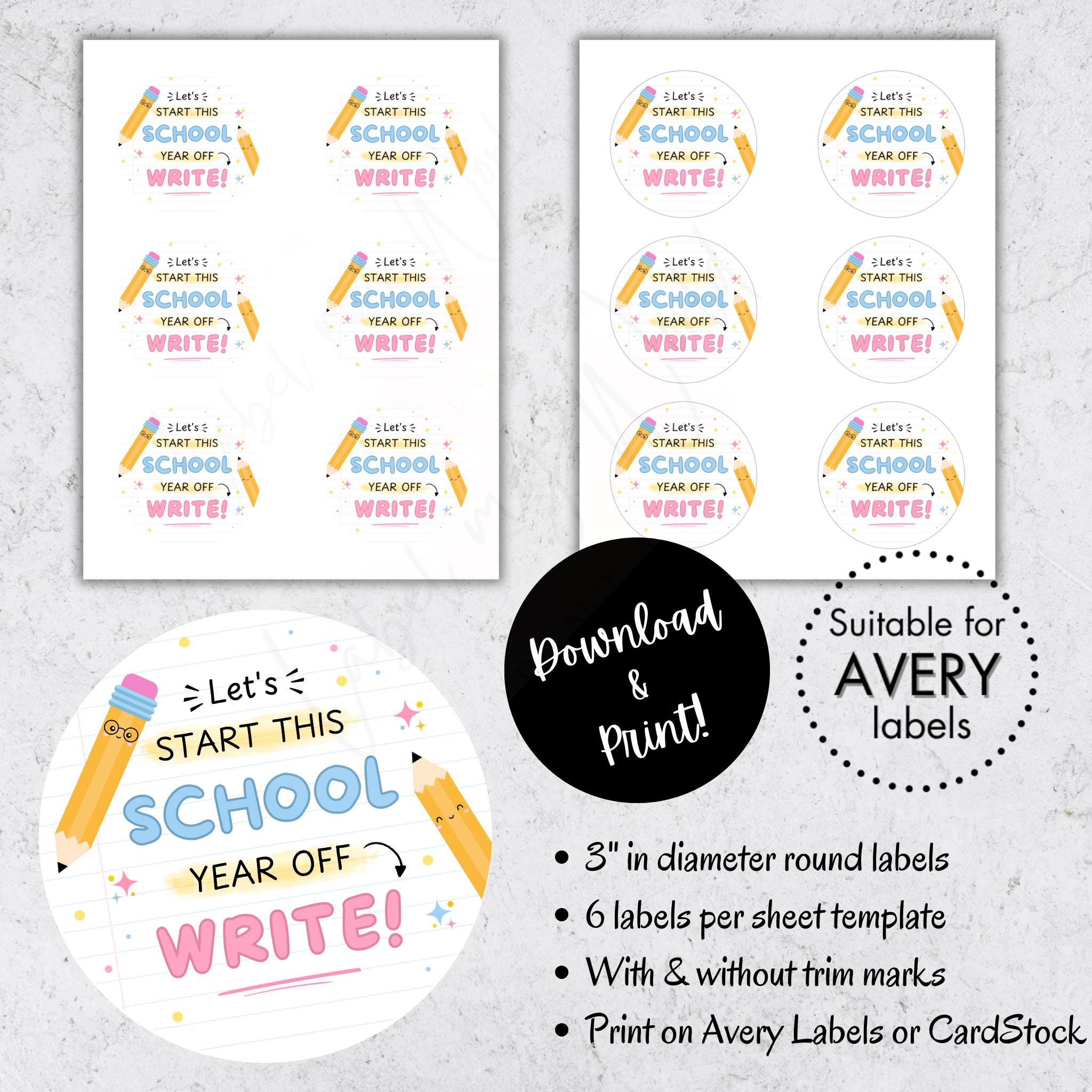 Printable Back to School Pencil Round Gift Tag, Let's Start This School ...