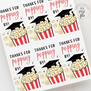 Printable Popcorn Graduation Tags, Thanks for Popping by Gift Tags ...