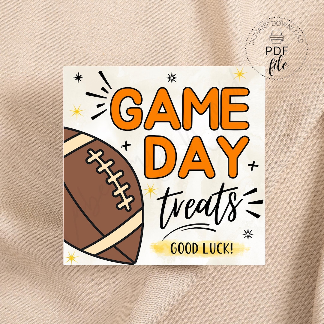 Football Team Orange Game Day Good Luck Treat Tag (PDF + JPG Download ...