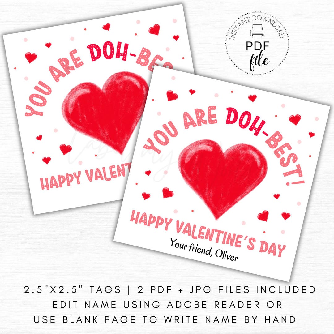 Printable Playdough Valentine Gift Tag, You Are Doh-best Happy ...