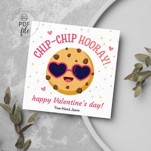 Printable Chip Chip Hooray Valentine Cookie Gift Tag, Personalized ...