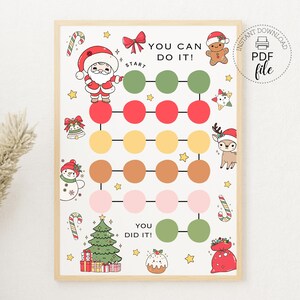 Christmas Reward Chart for Kids, Printable Santa Behavior Sticker Chart ...