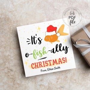 Printable Christmas Goldfish Tag, It's O Fish Ally Christmas ...