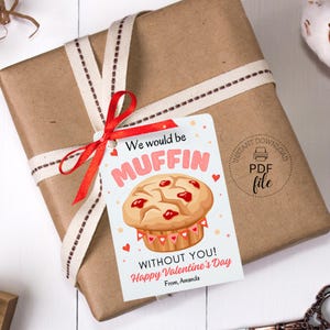 Printable Valentines Muffin Gift Tag, Personalized We Would Be Muffin ...