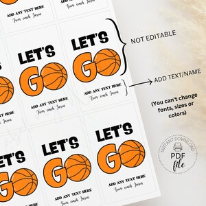 Basketball Team Let's Go Tags Printable Basketball Good Luck Game Day ...