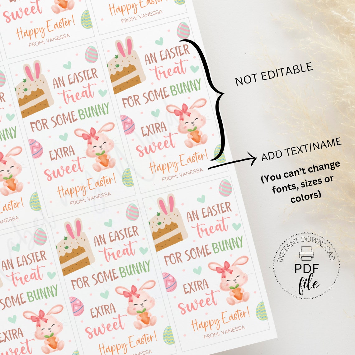 Easter Treat Gift Tag | Printable Happy Easter Favor Tag | Personalized ...