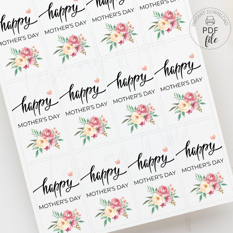 Happy Mother's Day Printable Gift Tag Mother's Day Floral Template Tag ...