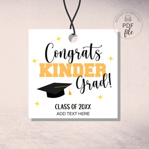 Kindergarten Graduation Gift Tag | Editable Congratulations Kinder ...