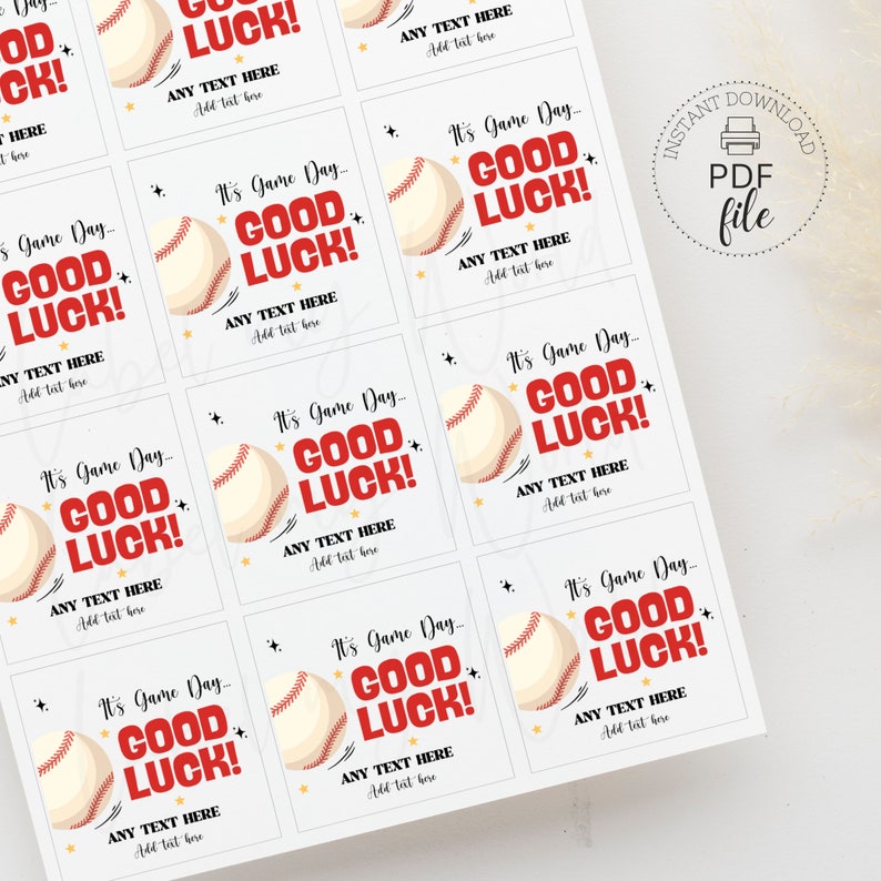 Baseball Good Luck Printable Tags | Personalized Cheer Team Gift Tag ...
