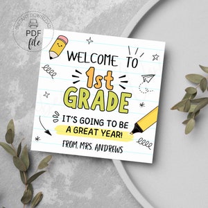 Printable Welcome to First Grade Gift Tag, Personalized Teacher ...