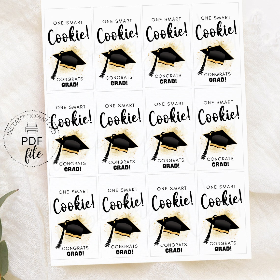Printable One Smart Cookie Tag, High School/kindergarten Graduation ...