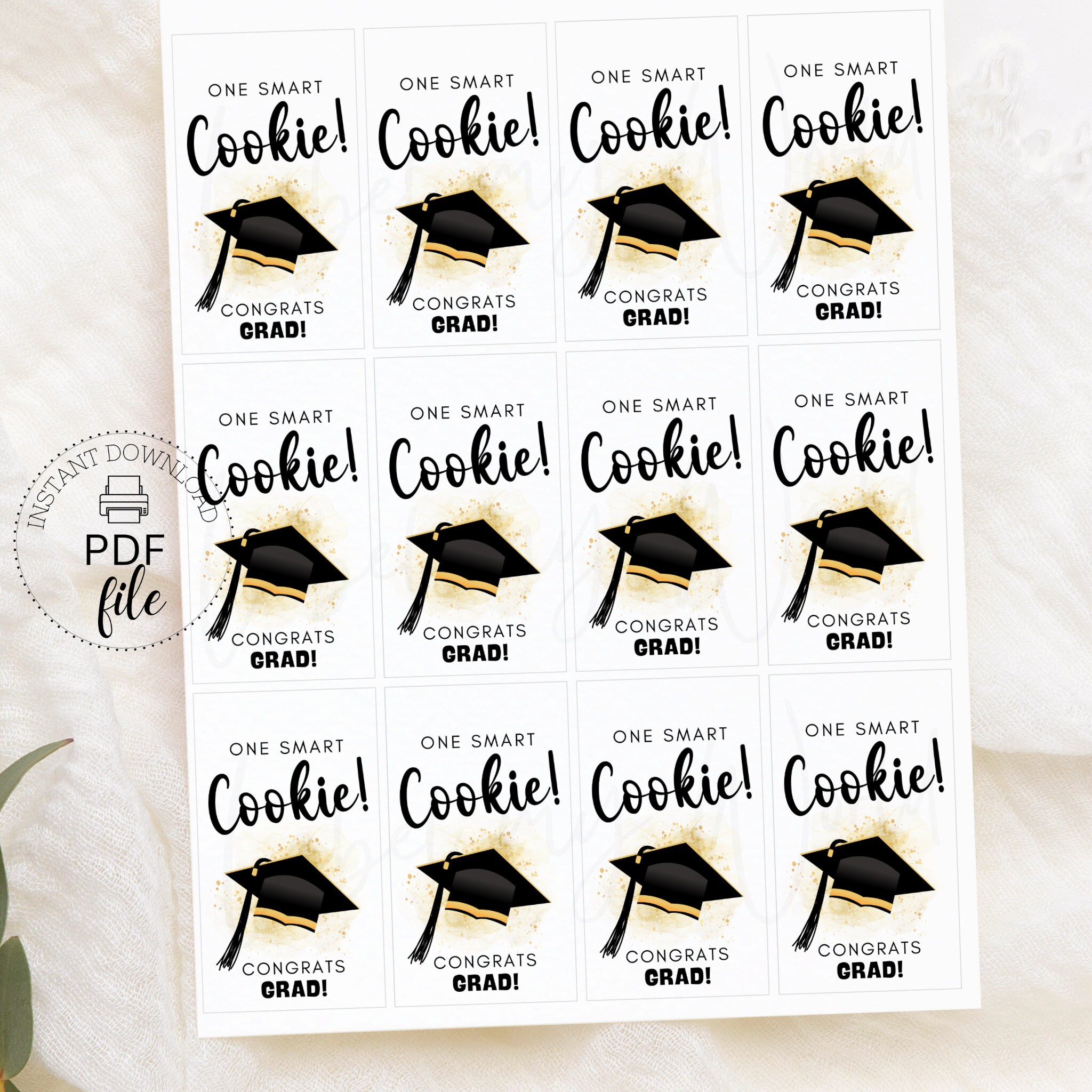 Printable One Smart Cookie Tag, High School/kindergarten Graduation ...