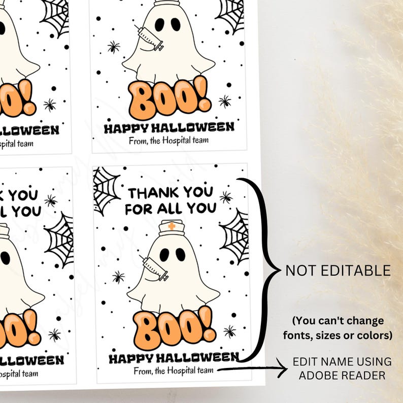 Printable Nurse Happy Halloween Tags, Personalized Thank You for All ...