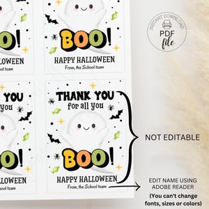 Printable Ghost Halloween Treat Tag, Thank You for All You BOO Happy ...