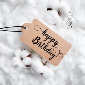 Happy Birthday Minimalist Gift Tag | Printable Birthday Favor Tag ...