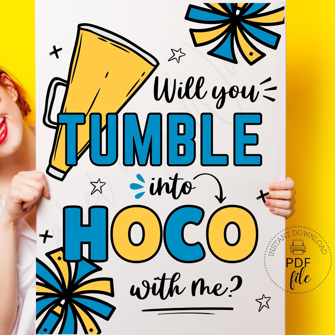 Printable Cheerleader Dance Gymnastics Hoco Proposal Sign, Will You ...