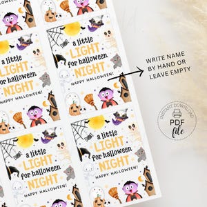 Printable Halloween Glow Stick Holder Tags, A Little Light for ...