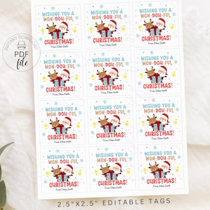 Printable Playdough Gift Tag, Wishing You a Won-doh-ful Christmas ...