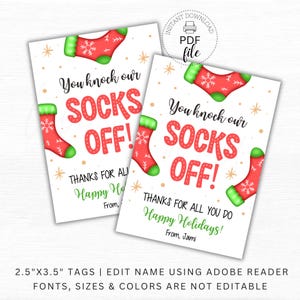Printable Christmas Socks Tag, Personalized You Knock Our Socks off 2.5 ...