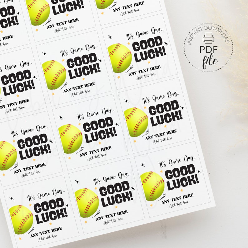 Softball Good Luck Printable Tags | Personalized Cheer Team Gift Tag ...