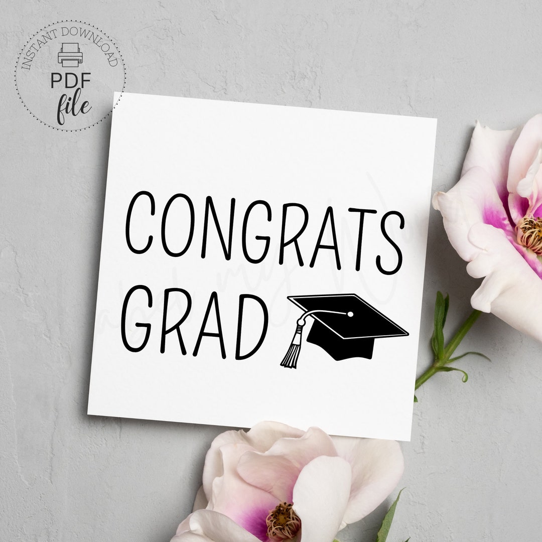 Congrats Grad Gift Tag | Printable Graduation Party Favor Tag Template ...