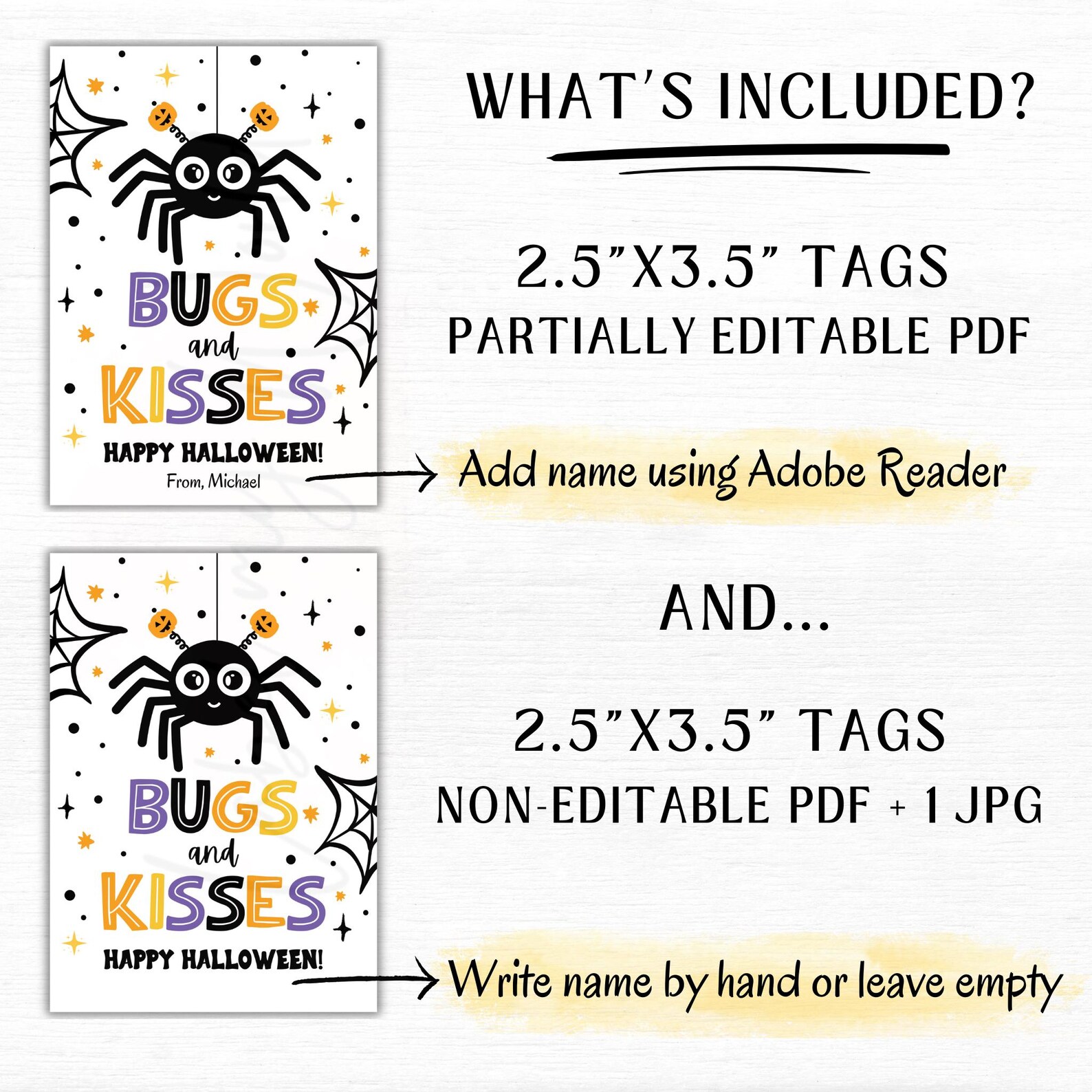 Printable Bugs & Kisses Halloween Tag, Spider Trick or Treat ...