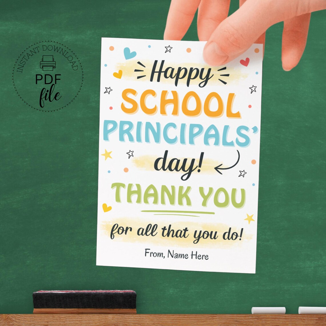 Printable Happy School Principals Day Gift Tag, Personalized Thank You ...