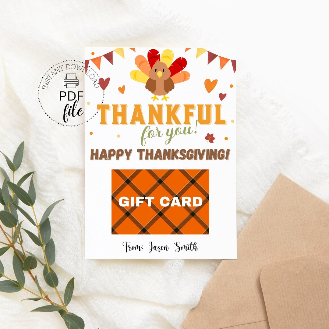 Happy Thanksgiving Gift Card Holder Template | Printable Thankful for ...
