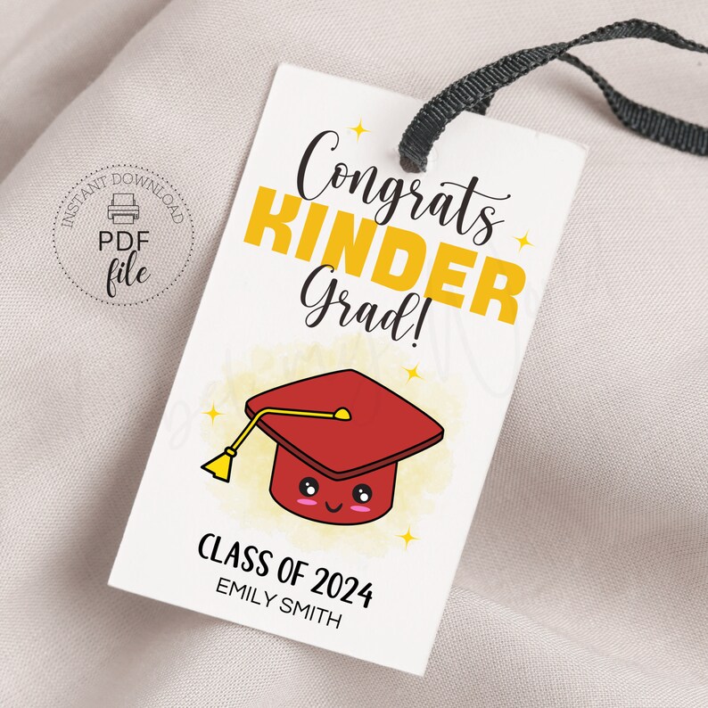 Printable Congrats Kinder Grad Tags, Personalized Class of 20XX ...