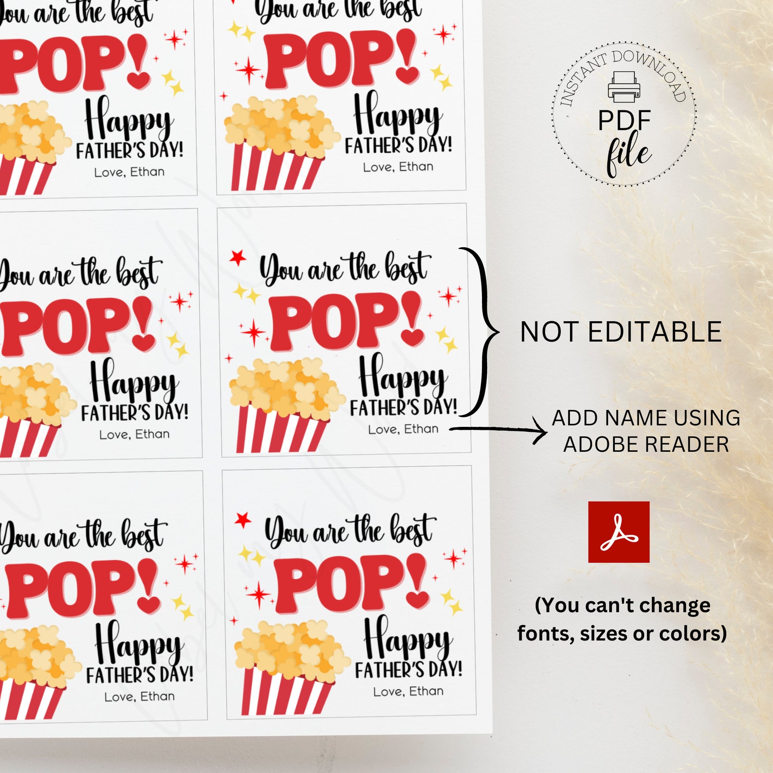 Editable Happy Father's Day Gift Tag | Printable Personalized Father's ...