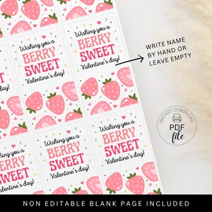 Printable Wishing You a Berry Sweet Valentine's Day Gift Tag ...