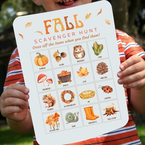 Printable Fall Scavenger Hunt With Cards to Hide, Indoor/outdoor Autumn ...