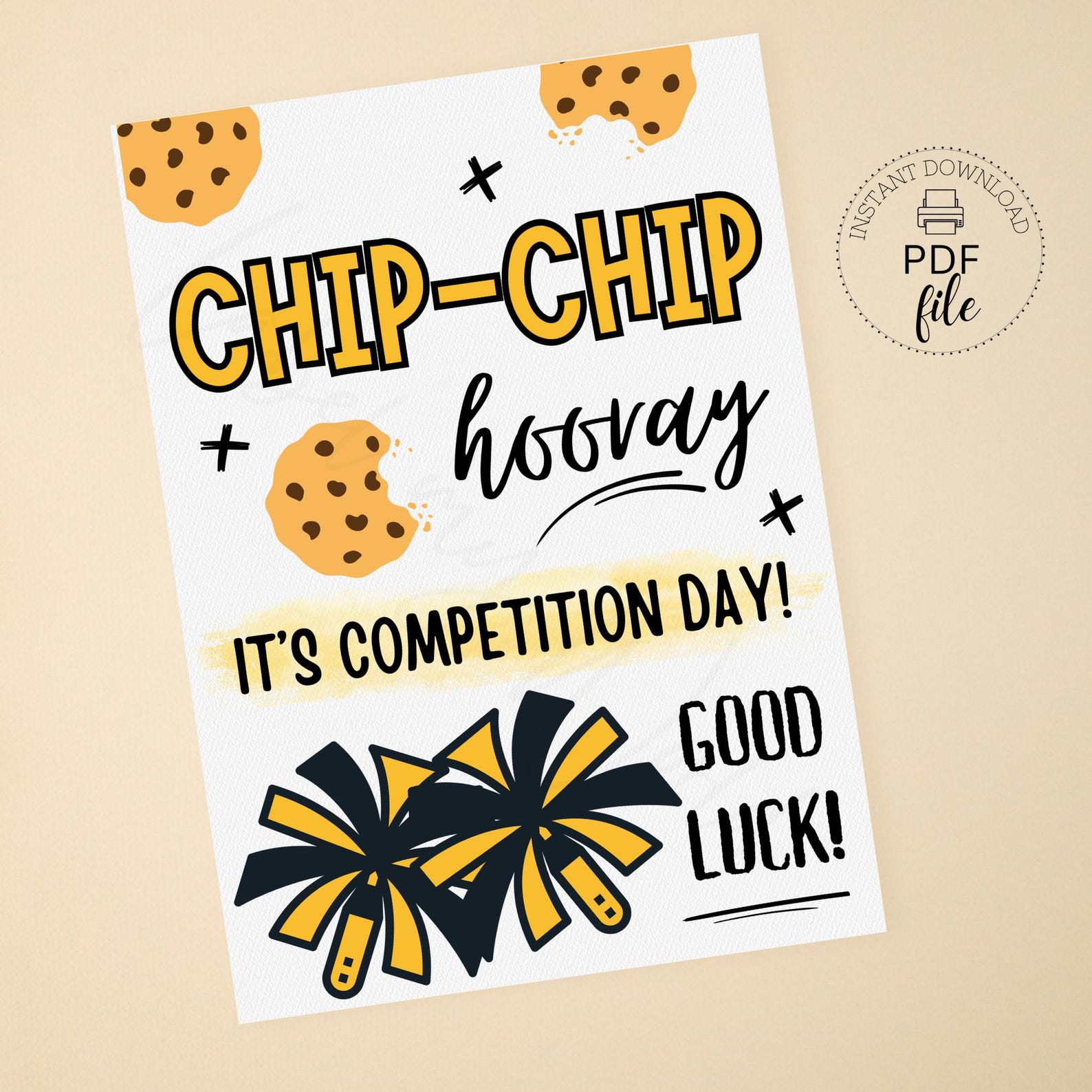 Printable Cookie Treat Tag, Chip Chip Hooray It's Competition Day Good ...
