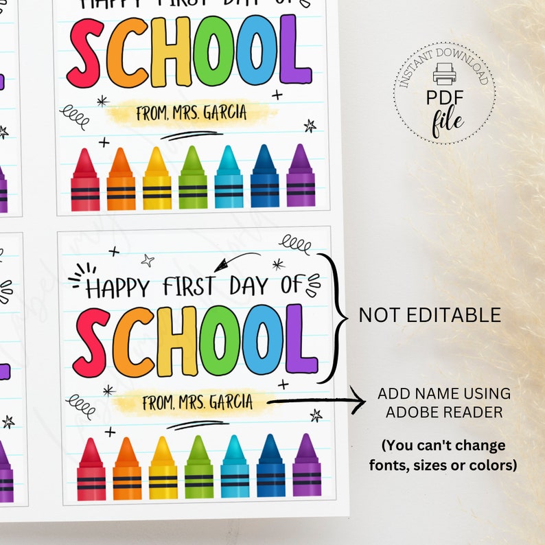 Happy First Day of School Tag | Printable Teachers/students/school ...