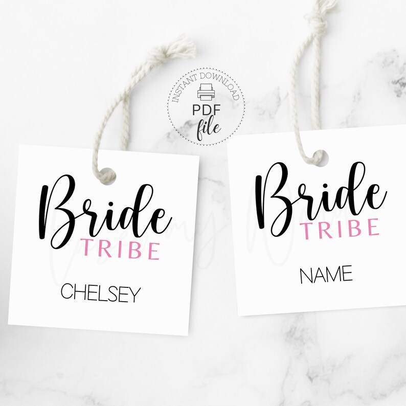 Bride Tribe Editable Name Tags | Personalized Bachelorette Party Favors ...