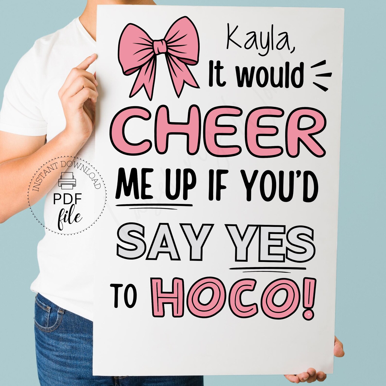 Cheer Me up Homecoming Proposal Sign, Printable Cheerleader HOCO Poster ...