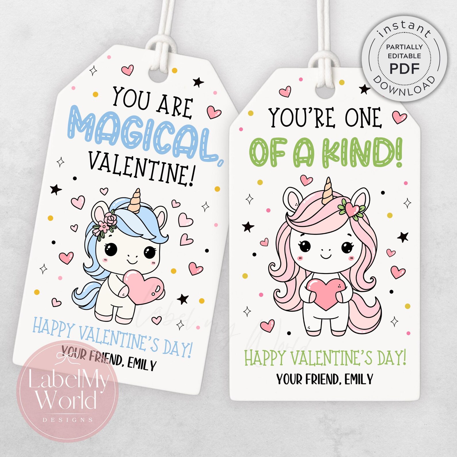 Printable Unicorn Valentine Cards, Classroom Magical Unicorn Valentine ...