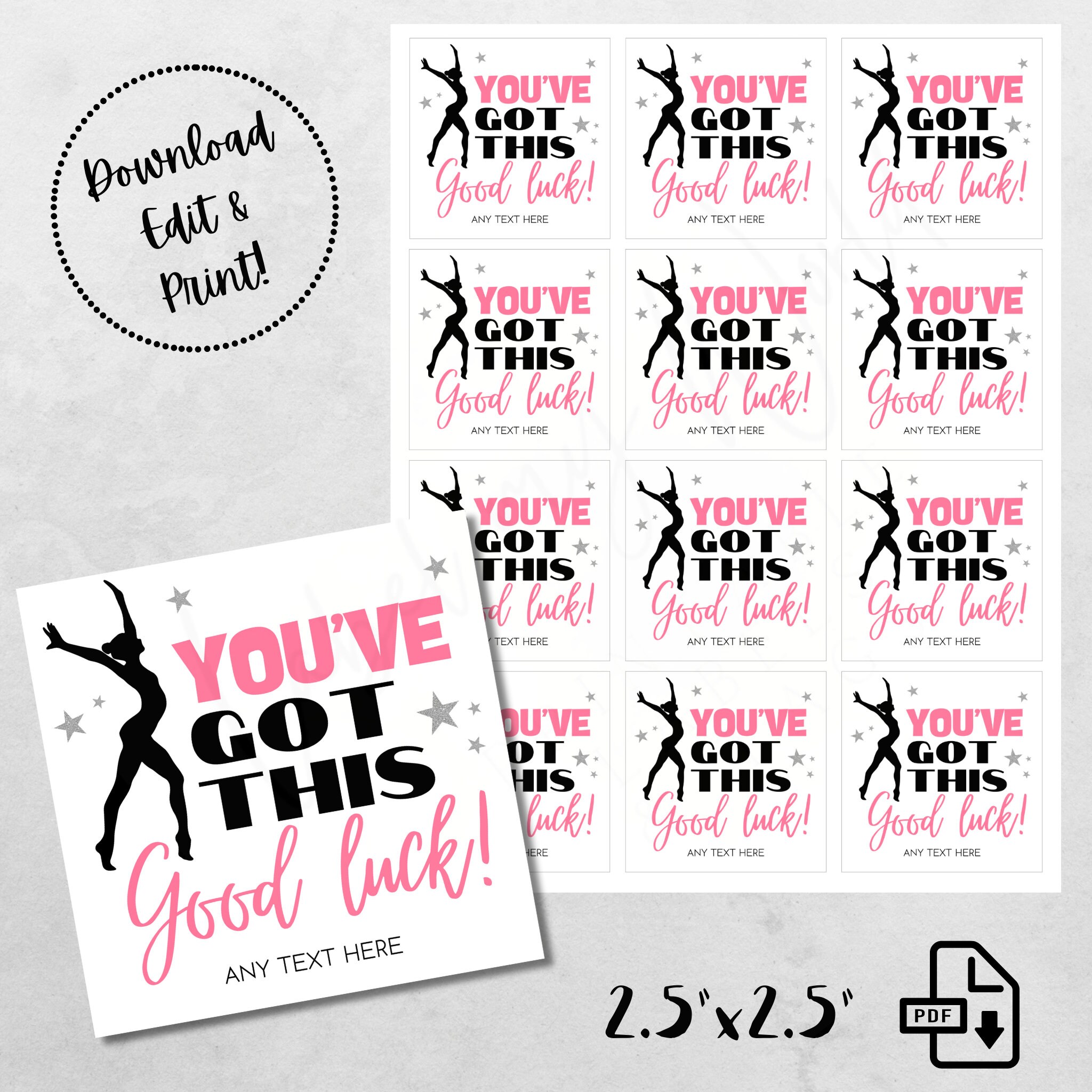 Printable Gymnastics Good Luck Tags | Personalized You've Got This Gift ...