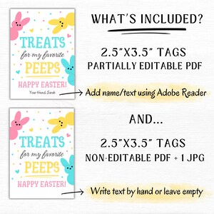 Printable Easter Candy Tag, Treats for My Favorite Peeps Personalized ...