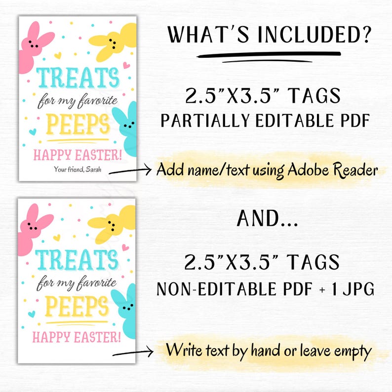 Printable Easter Candy Tag, Treats for My Favorite Peeps Personalized ...