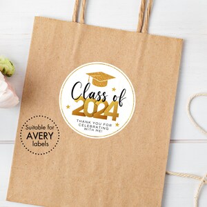 Class of 2024 Grad Party Favor Stickers Printable Thank You Gift Tags ...