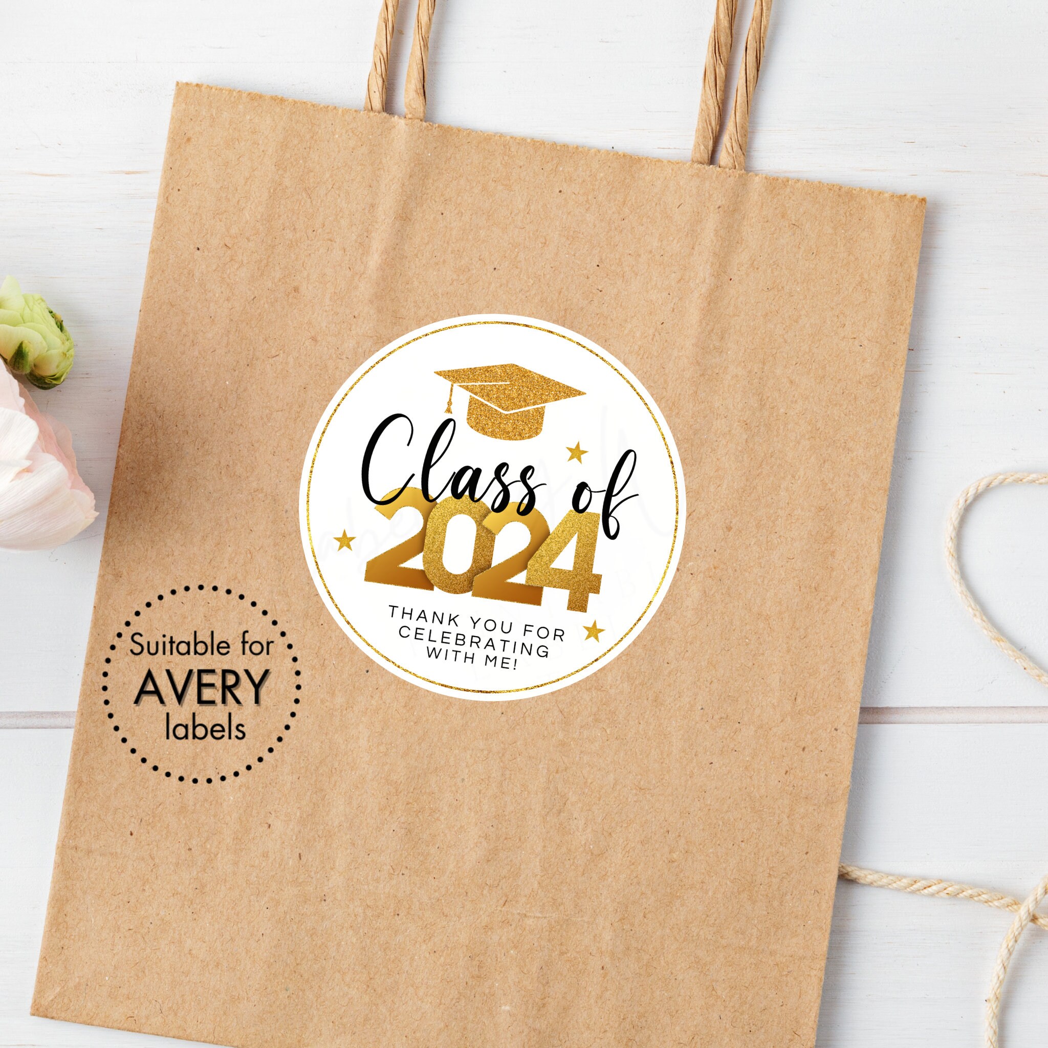 Class of 2024 Grad Party Favor Stickers Printable Thank You Gift Tags ...