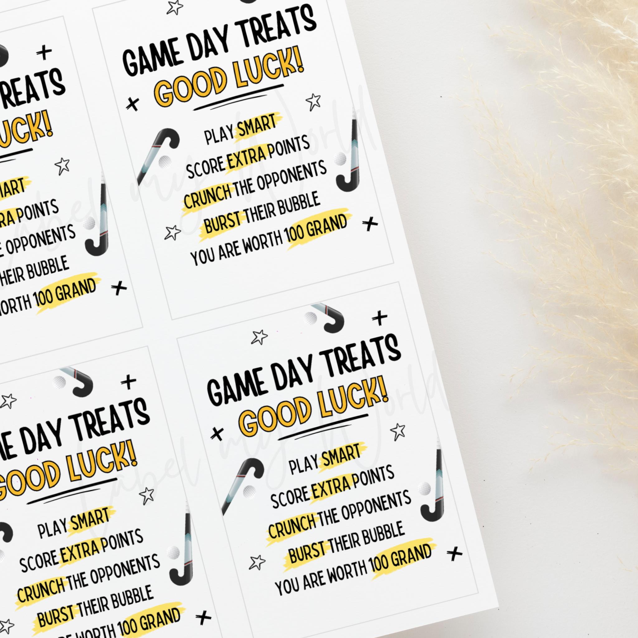 Printable Field Hockey Candy Treat Bag Tag, Good Luck Hockey Gift Tag ...