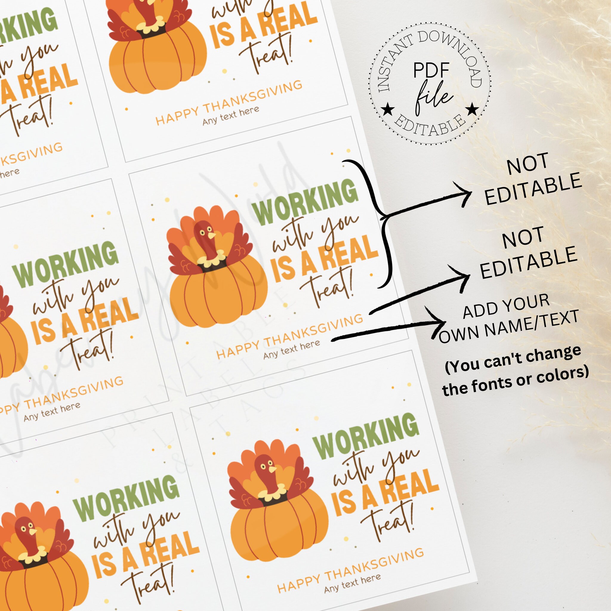 Thanksgiving Appreciation Treat Tag | Printable Working With You is a ...