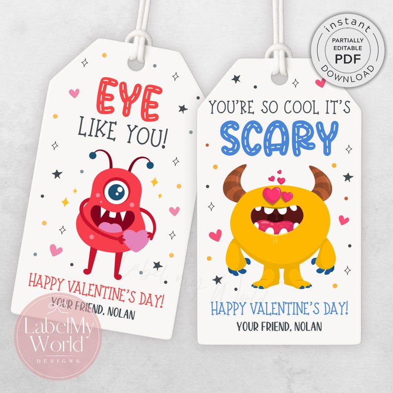 Printable Monster Valentine Cards, Classroom Monster Valentine's Day ...