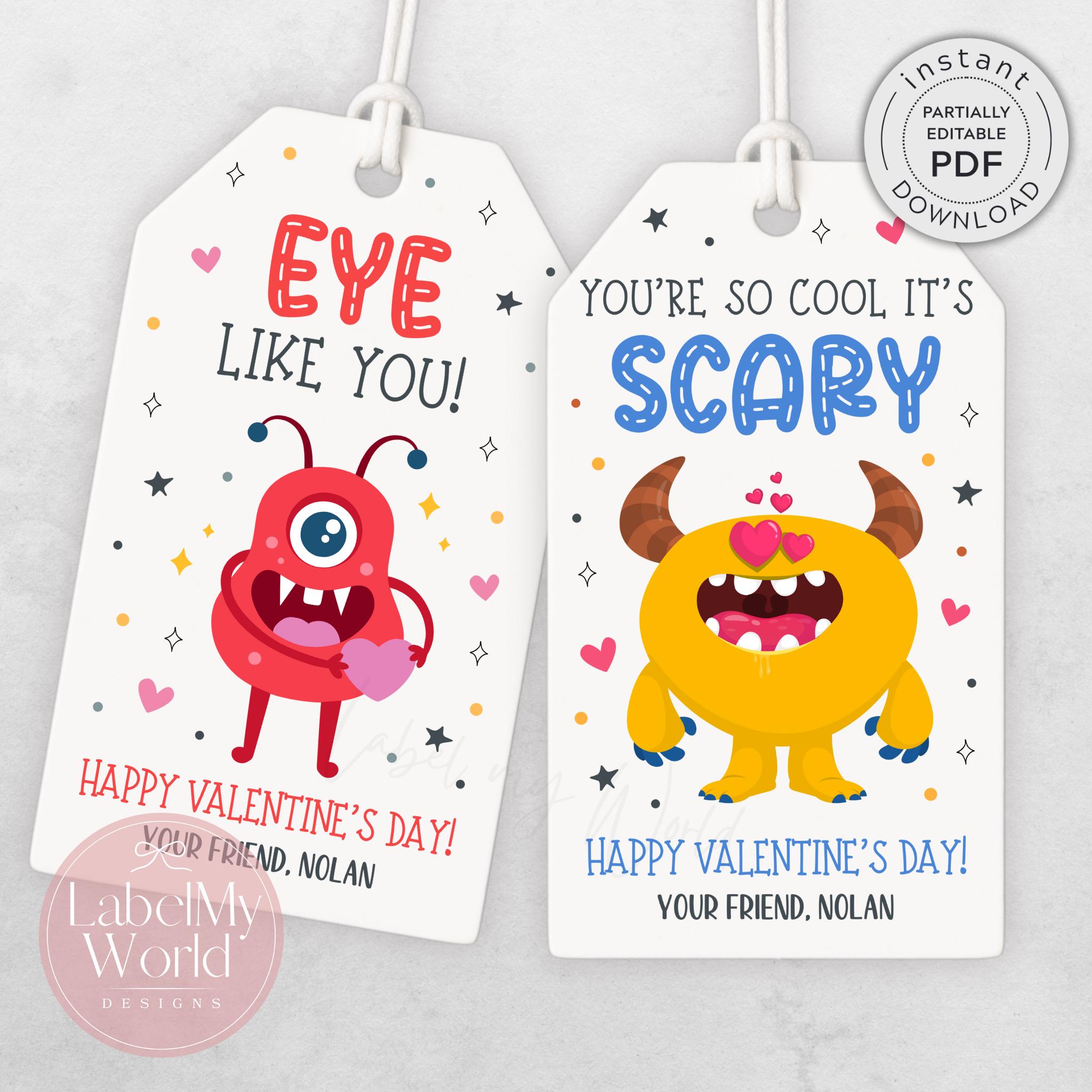 Printable Monster Valentine Cards, Classroom Monster Valentine's Day ...