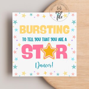 Bursting to Tell You That You're a Star Printable Gift Tag ...